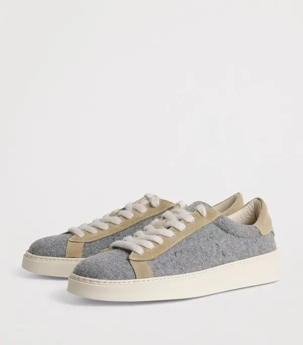 Eleventy Wool Suede-trim Sneakers