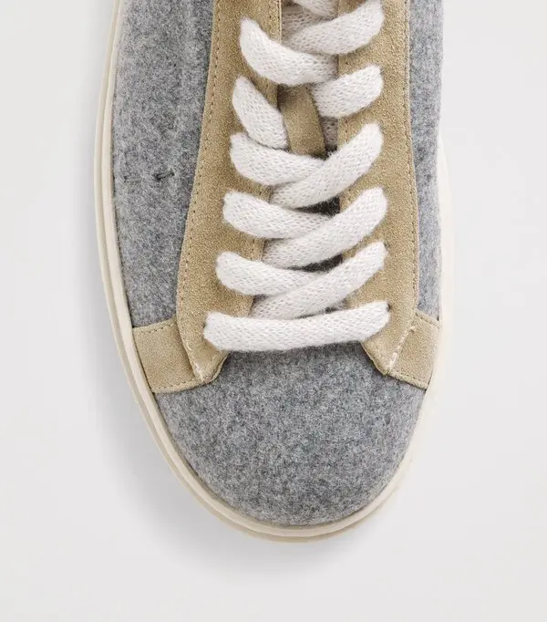 Eleventy Wool Suede-trim Sneakers