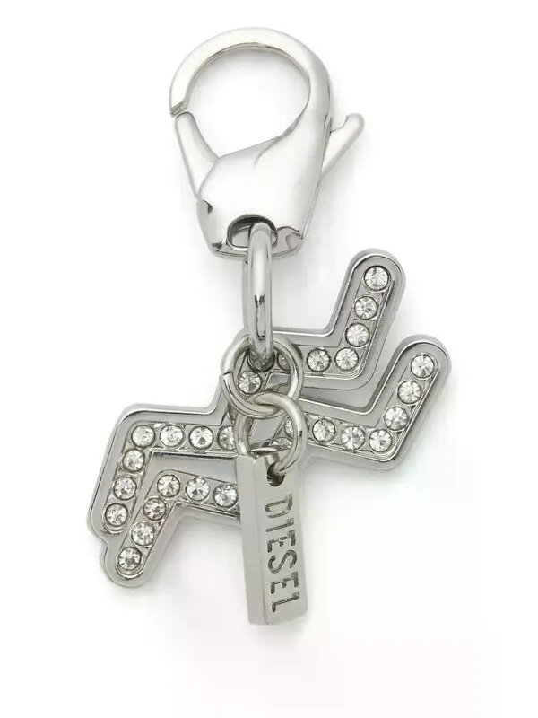 DIESEL® Aquarius Crystal Charm Keyring - Silver