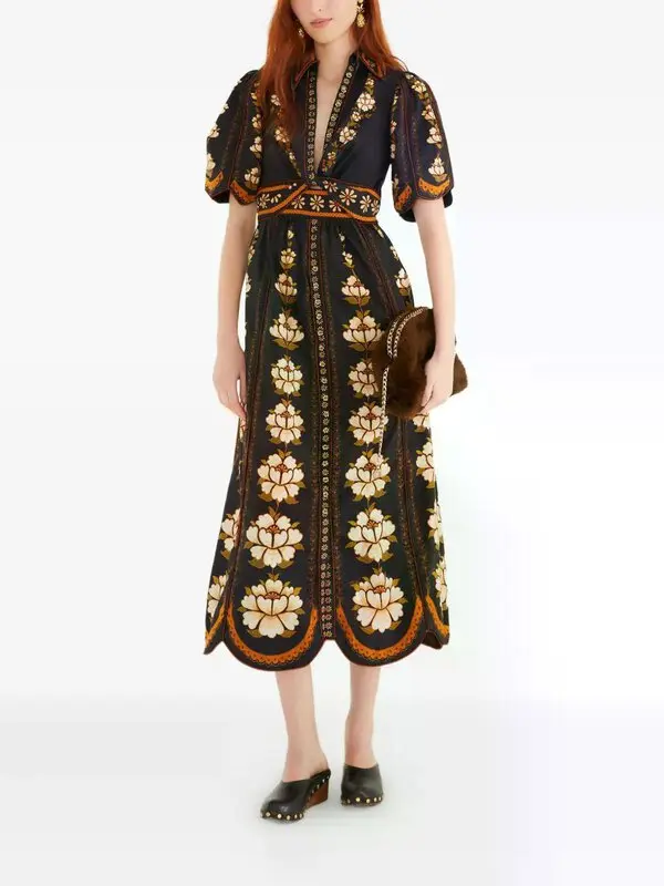 Buy Farm Rio Embroidered Flowers Midi Dress - Black At 39% Off |  Editorialist