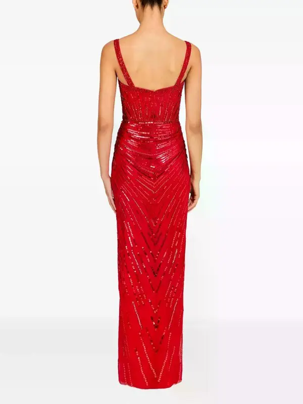 Jenny Packham Sequin Embellished Chrissy Gown - Red
