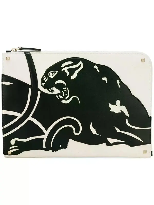 Valentino Garavani Panther Print Clutch - Neutrals