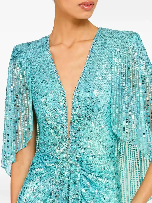 Jenny Packham Sequin Embellished Carrie Gown - Blue
