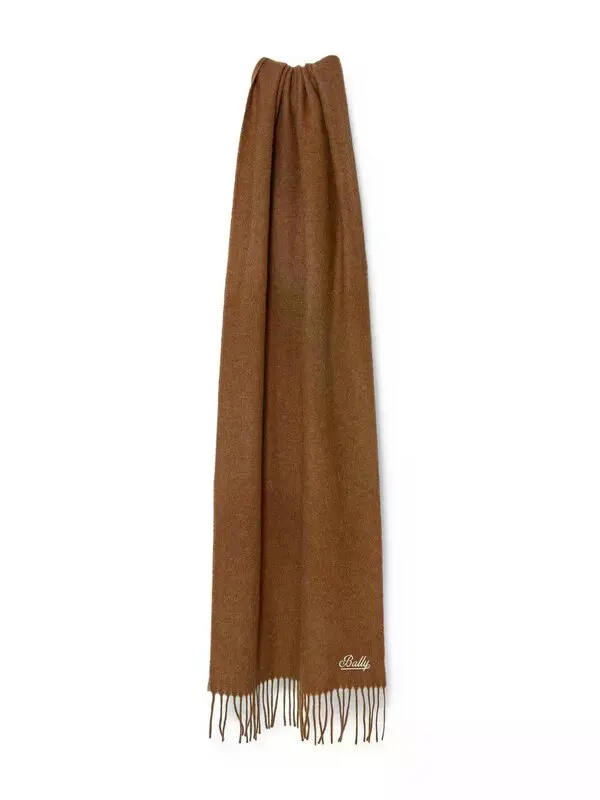 Bally Logo-embroidered Fringed Scarf - Brown