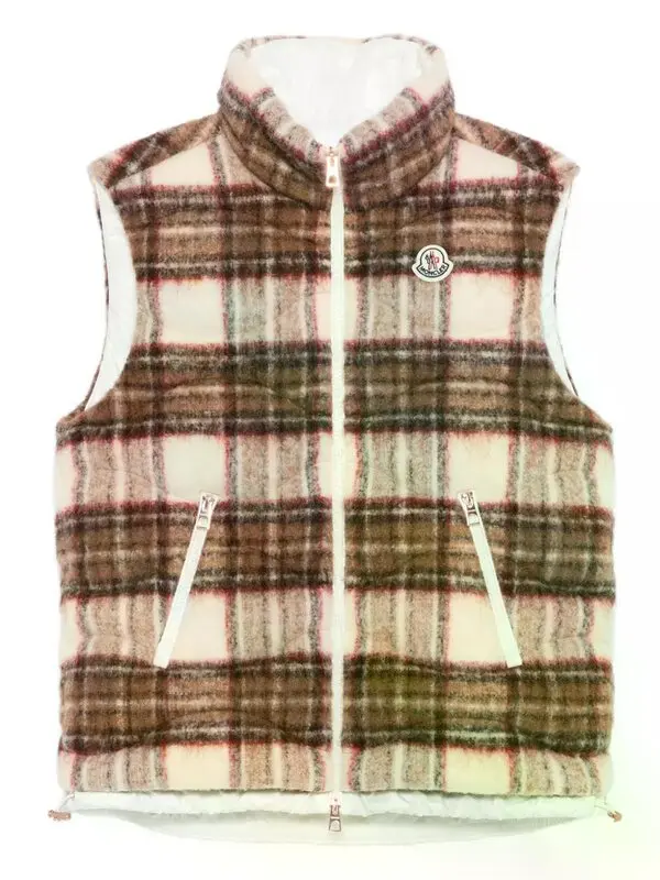 Moncler Checked Wool-blend Gilet - Brown