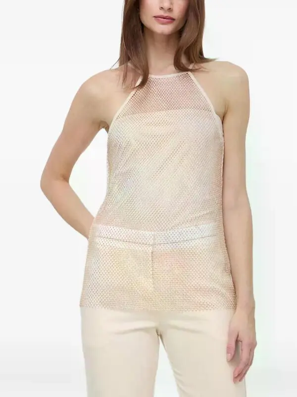 Patrizia Pepe Crystal-embellished Mesh Halterneck Top