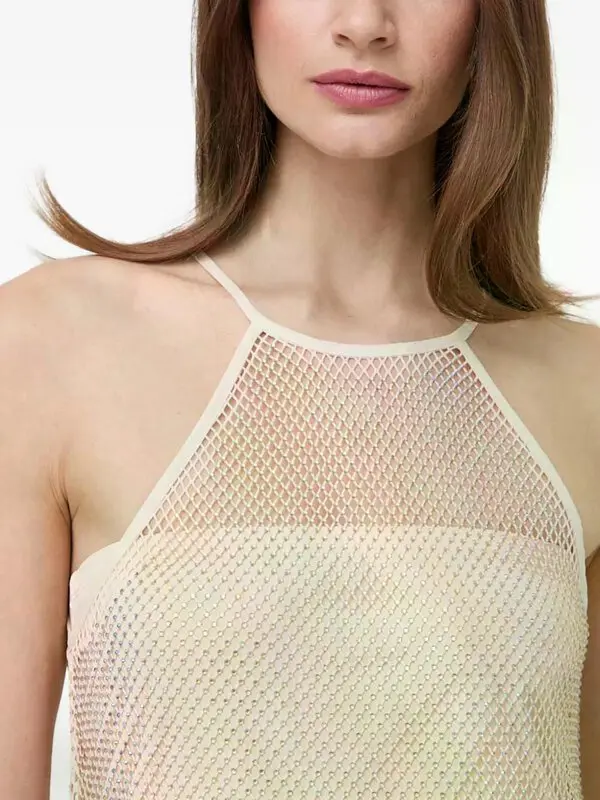 Patrizia Pepe Crystal-embellished Mesh Halterneck Top