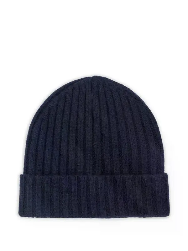 Boggi Milano Ribbed Cashmere Beanie - Blue