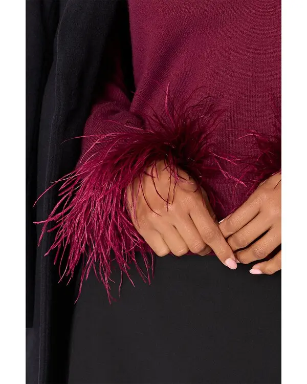 MILLY Feather Cuff Sweater