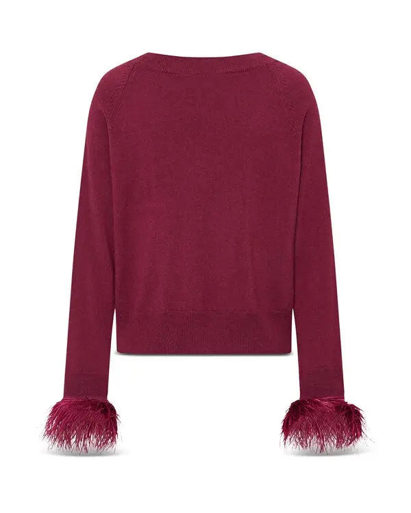 MILLY Feather Cuff Sweater
