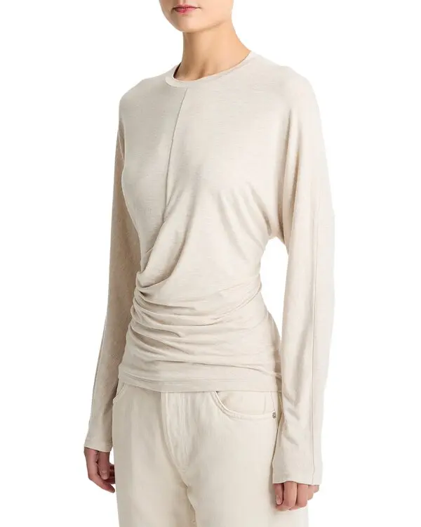Vince Draped Long Sleeve Top - Heather Cream Oat