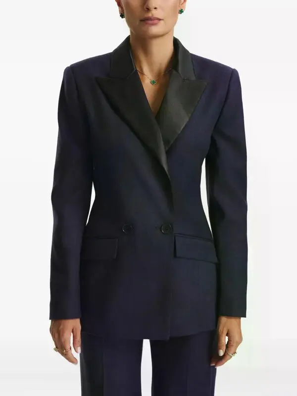 CUANNA Double-breasted Shawl-lapel Blazer - Blue