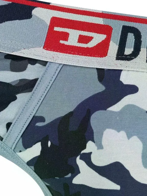 DIESEL® Logo-waistband Camouflage-print Briefs