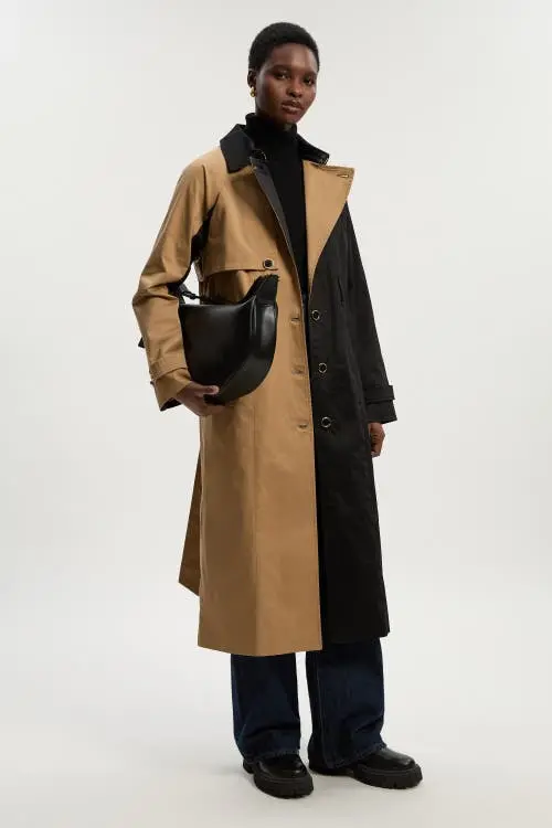 Karen Millen Color Block Belted Tailored Trench Coat