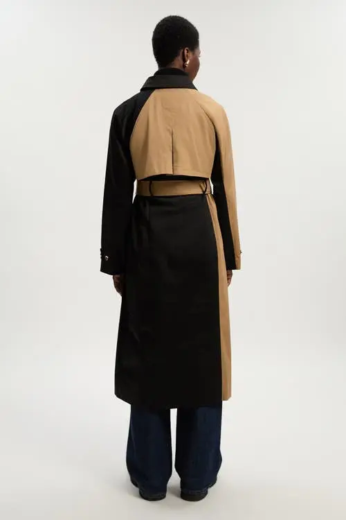 Karen Millen Color Block Belted Tailored Trench Coat