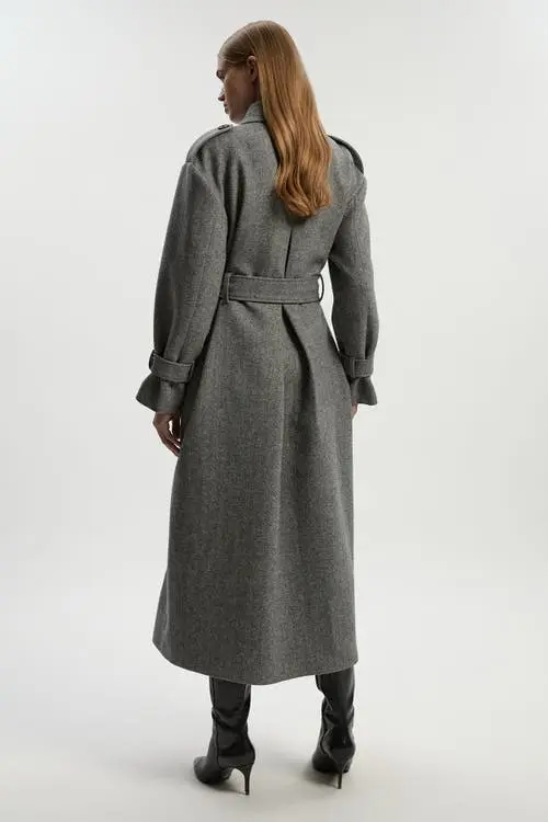 Karen Millen Herringbone Tailored Maxi Coat