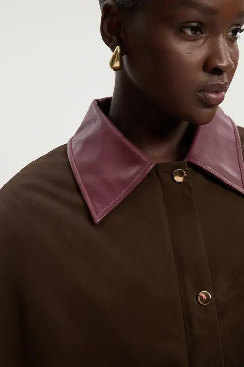 Karen Millen Quilted Barn Jacket With Contrast Collar