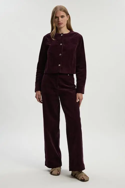 Karen Millen Cord Collarless Tailored Jacket