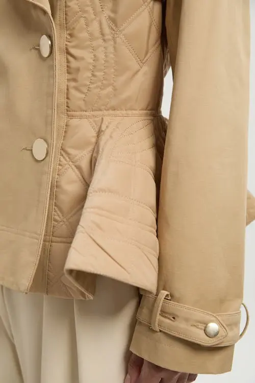 Karen Millen Quilted Padded Peplum Short Trench Coat