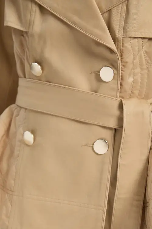 Karen Millen Quilted Padded Peplum Short Trench Coat