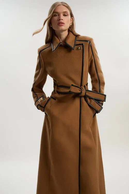 Karen Millen Brushed Wool Blend Belted Midi Coat