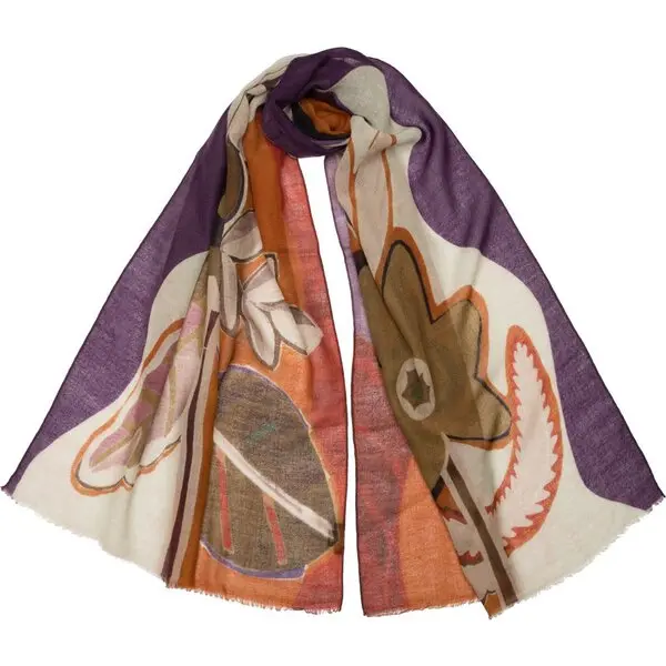 ELIZABETTA Irenewool Scarf - Rust And Purple