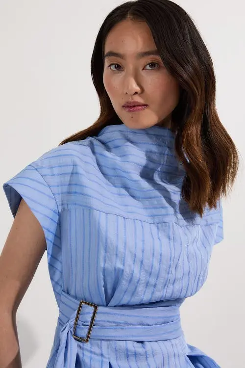 Karen Millen Belted Striped Midi Shirt Dress