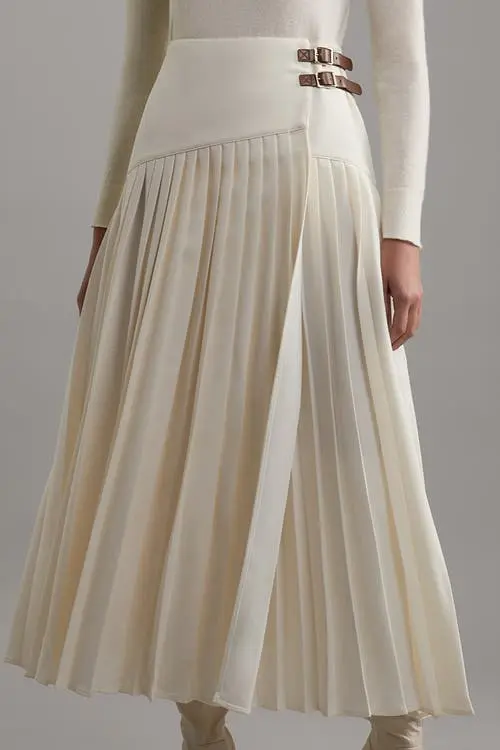 Karen Millen Buckle Detailed Maxi Skirt - Ivory