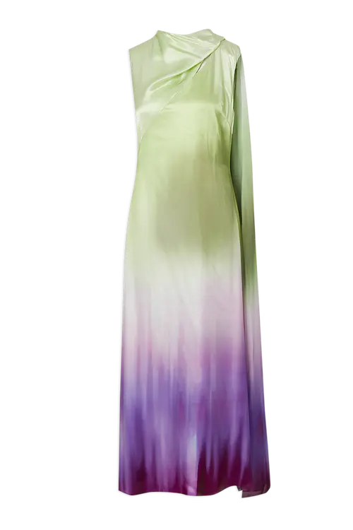 Karen Millen Ombre Satin Cape Midi Dress