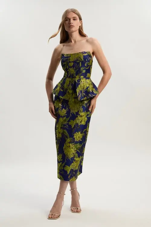 Karen Millen Floral Jacquard Petite Midi Pencil Dress - Multi