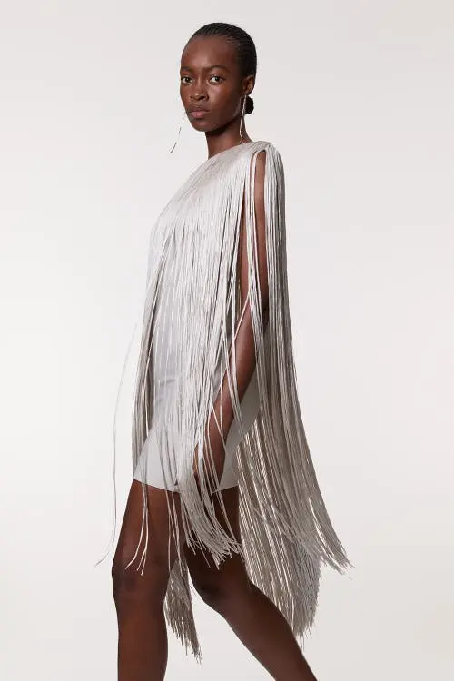 karen millen white mini dress Ivory Coast High Neck Short Sleeve Mini Dress