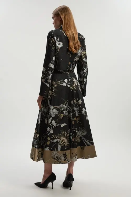Karen Millen Floral Jacquard Tailored Midi Skirt