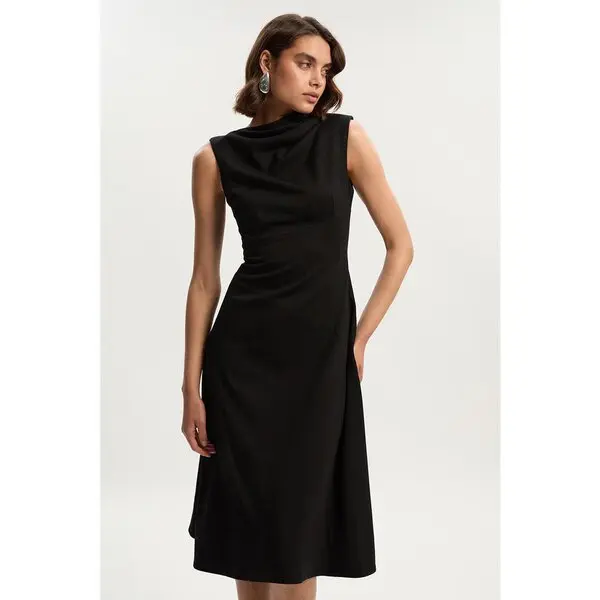 Karen Millen Petite Premium Tailored Midi Dress - Black