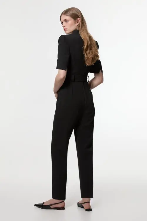 Karen Millen Structured Crepe Belted Jumpsuit