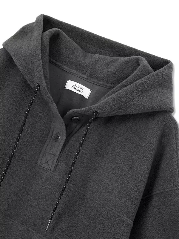 STUDIO TOMBOY Fleece Button-placket Hoodie