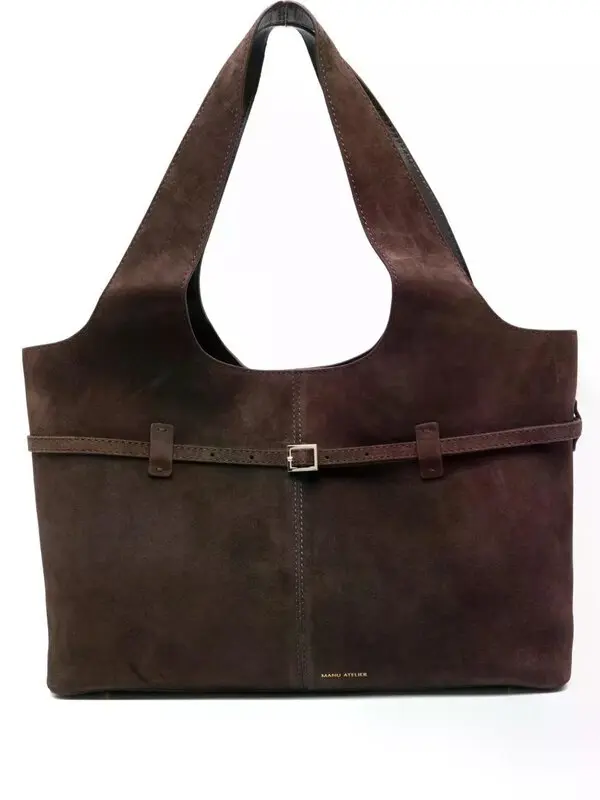 Manu Atelier Buckle-detail Suede Tote - Brown