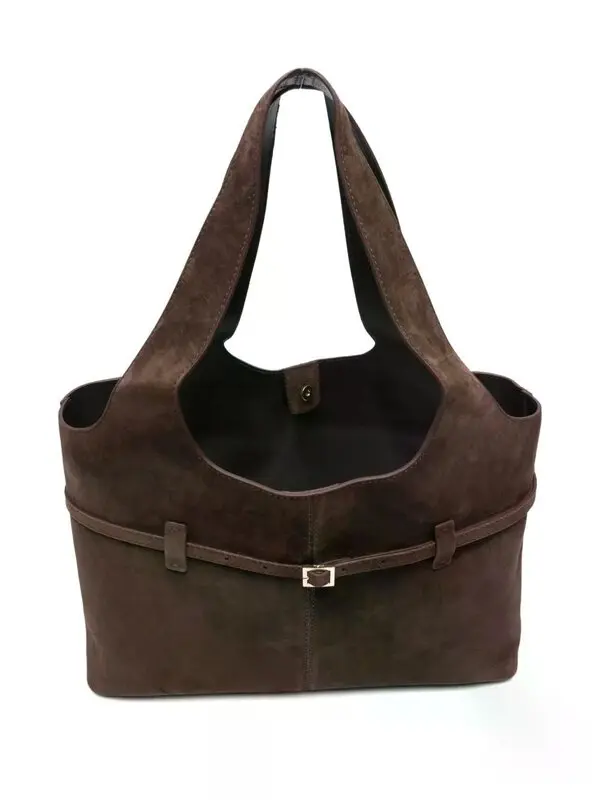 Manu Atelier Buckle-detail Suede Tote - Brown