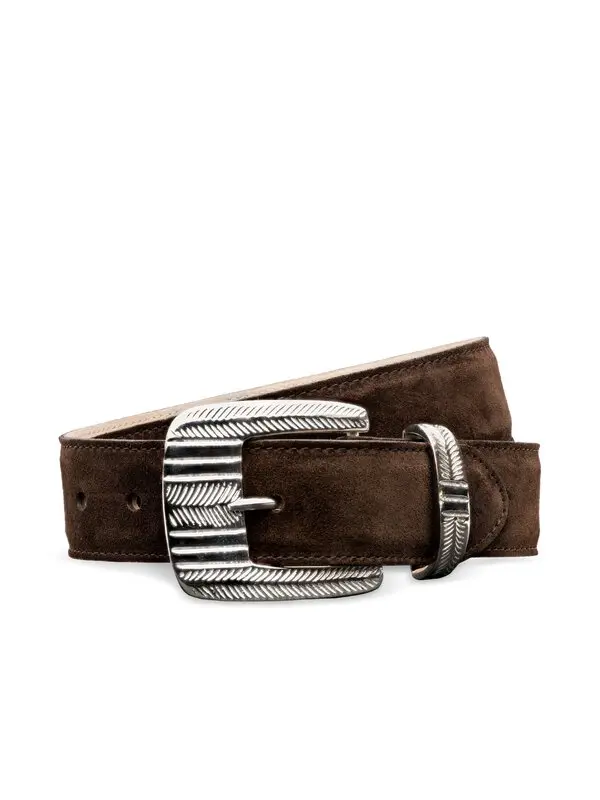 L'Agence Aya Suede Belt - Chocolate Brown