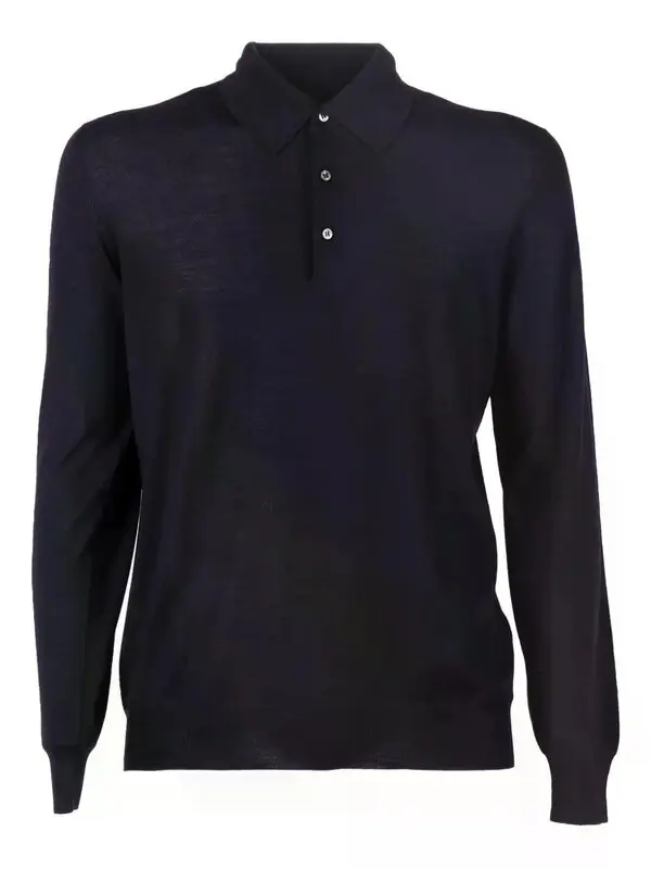 Fedeli Long-sleeve Polo Shirt - Blue