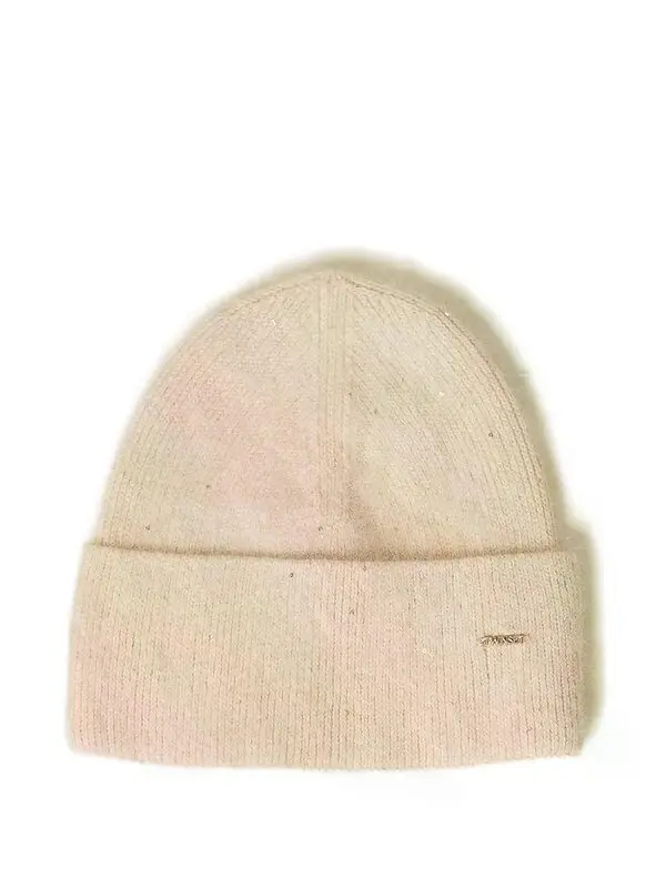 TWINSET Logo Plaque Beanie - Neutrals