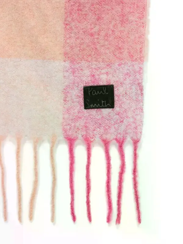 Paul Smith Checked-pattern Fringed Scarf