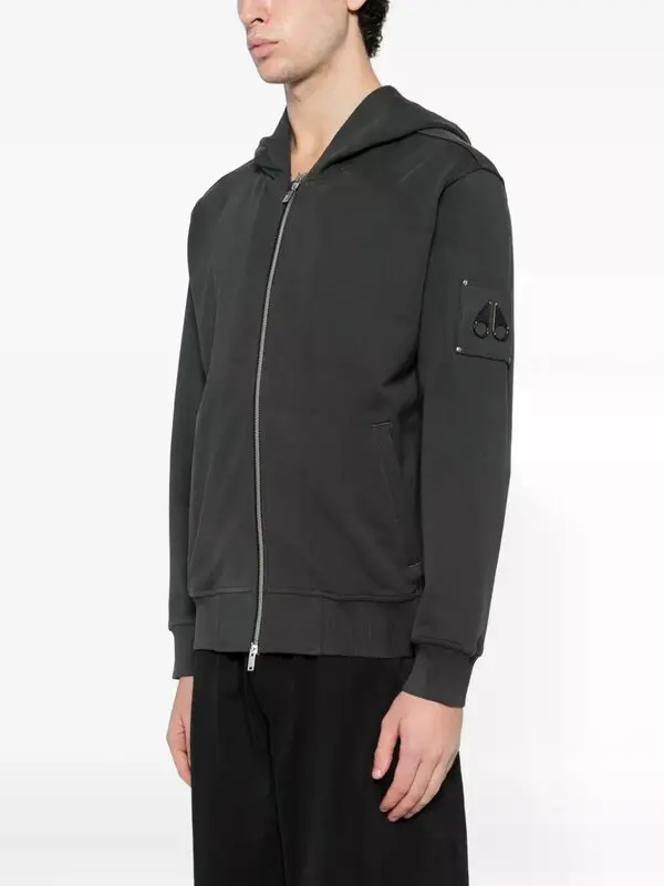 Moose Knuckles Logo-plaque Cotton Hoodie - Grey