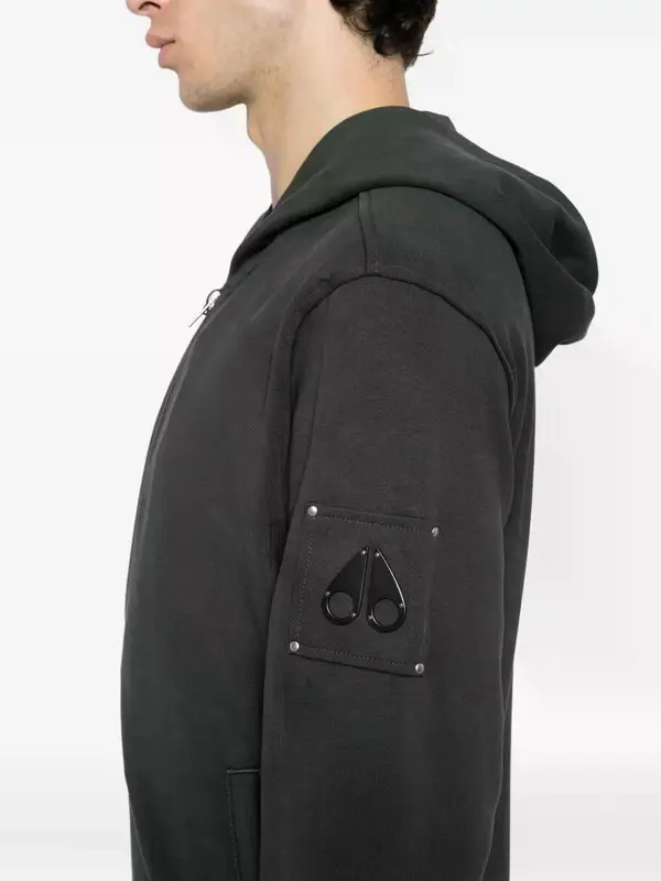 Moose Knuckles Logo-plaque Cotton Hoodie - Grey