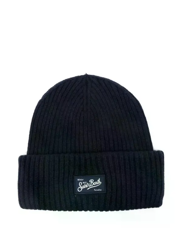 MC2 SAINT BARTH Ribbed Patch Beanie - Blue