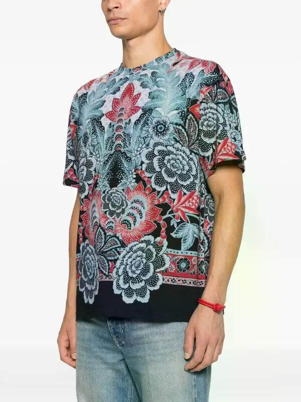 Etro Floral-print T-shirt - Blue