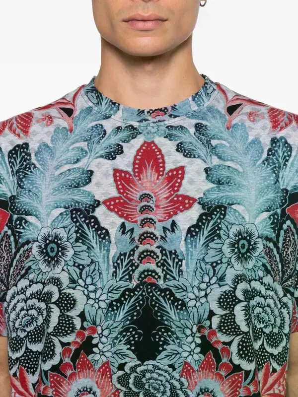 Etro Floral-print T-shirt - Blue