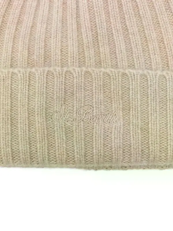 MC2 SAINT BARTH Ribbed Embroidered Beanie - Neutrals