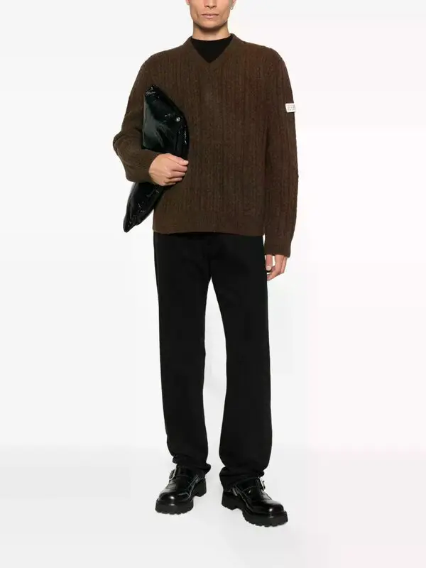 MAISON MARGIELA V-neck Ribbed Knit Sweater