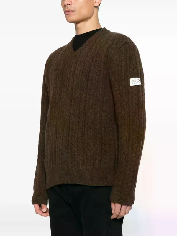 MAISON MARGIELA V-neck Ribbed Knit Sweater