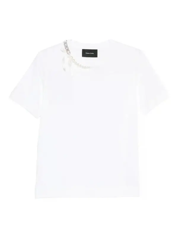 Simone Rocha Pearl-detail T-shirt - White
